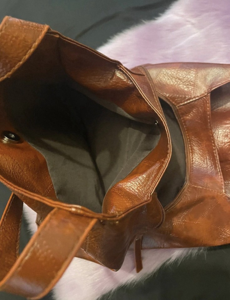 Vintage Jing Pin Piju Shoulder Bag Leather Handbag Brown Pattern Women ...