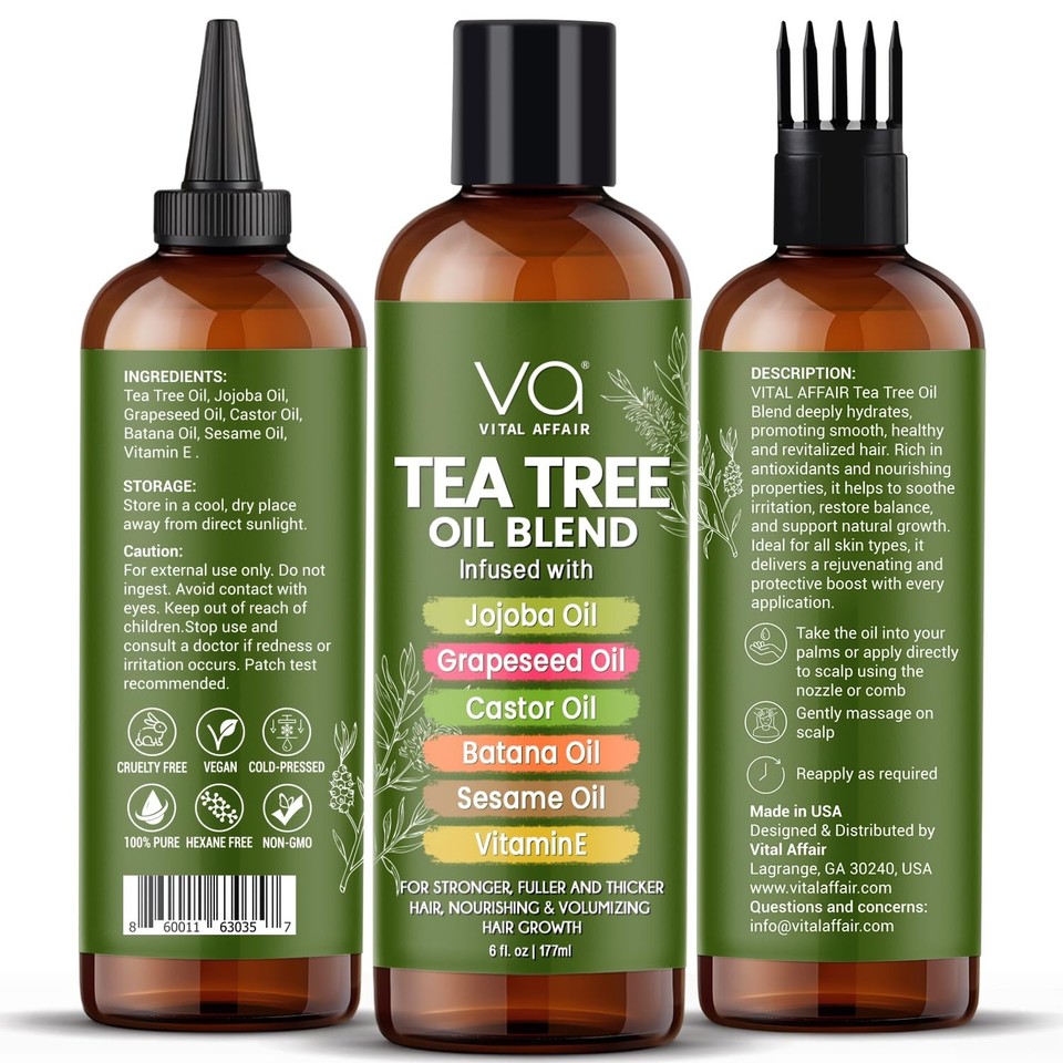 VITAL AFFAIR Tea Tree Oil For Hair With Jojoba, Castor, Batana Oil ...