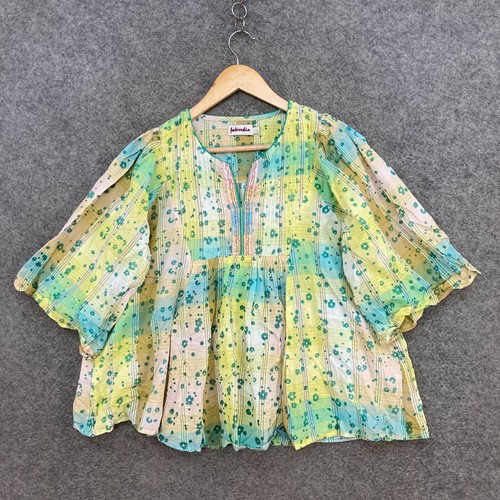 Fabindia Womens Top Size L Large Multicoloured Half Sleeve Cotton ...