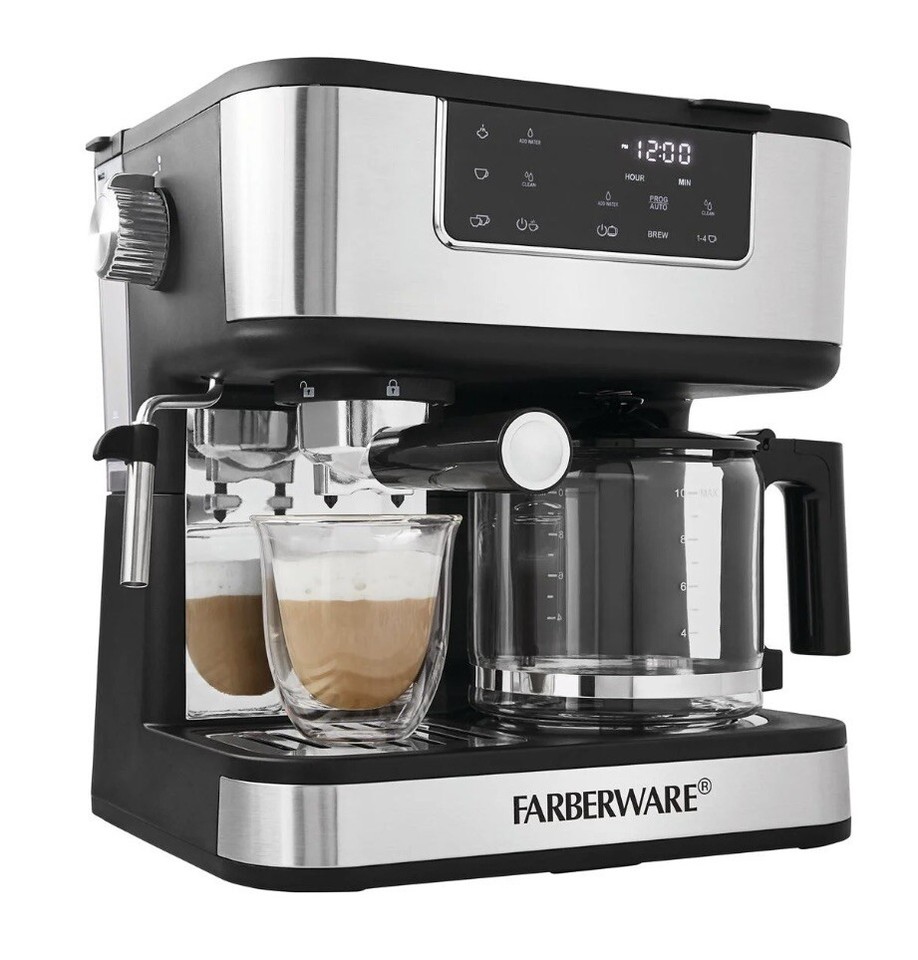 Farberware Dual Brew 10 Cup Coffee/Espresso Maker w Touchscreen ...
