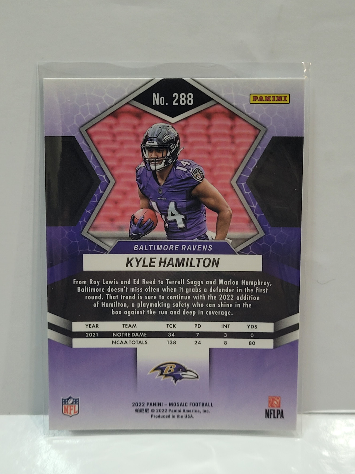 2022 Mosaic Kyle Hamilton Rookie Card #288 / BALTIMORE RAVENS | eBay