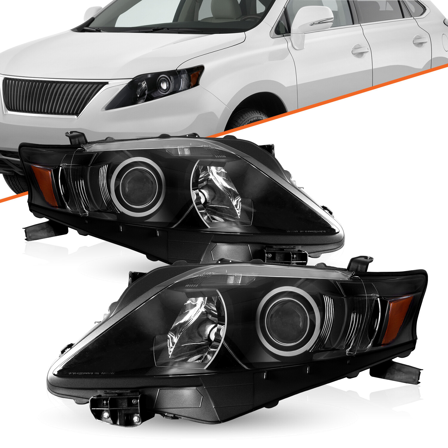 For 2010 2011 2012 Lexus RX350 Headlights Black Headlamps 10 11 12 Sets ...