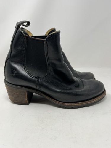 Frye Womens Sabrina Chelsea Bootie Shoes Black Leather Distressed See ...