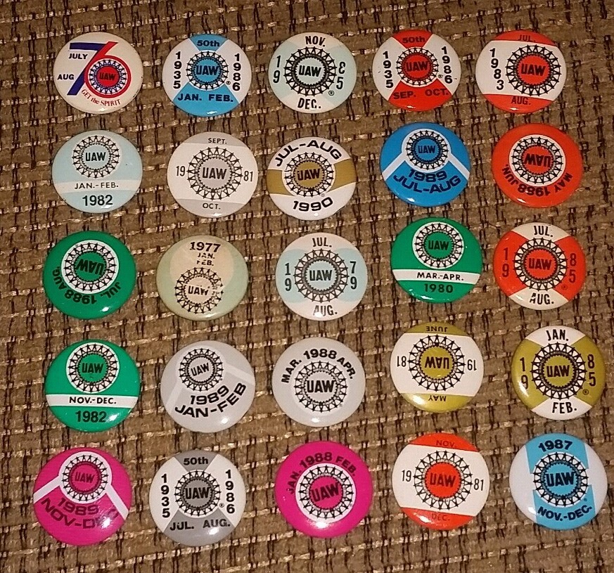 Vintage Union Pins UAW Member Pinback dues button Lot of 25 Detroit ...