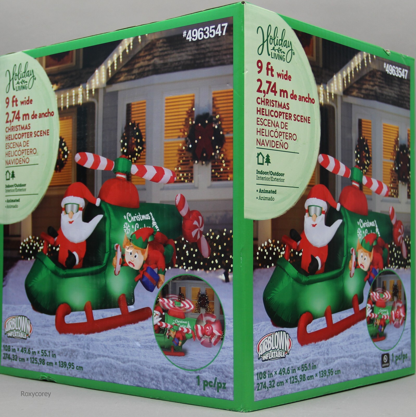 Gemmy 9 ft Wide Animatronic Christmas Helicopter Scene Airblown ...