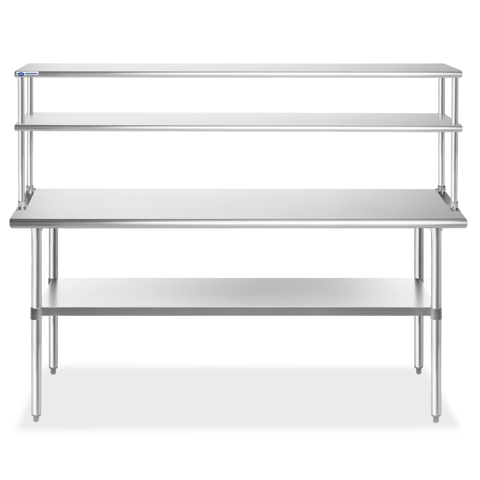 Stainless Steel Commercial Kitchen Prep Table with Double Overshelf- 30 ...