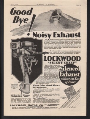 1929 LOCKWOOD SILENT CHIEF BOAT MOTOR NAUTICAL OUTBOARD EXHAUST ENGINE ...