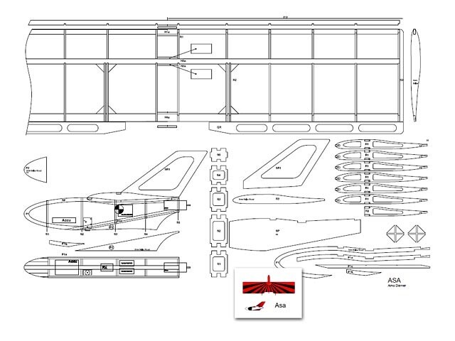 Asa Electric Flying Wing 25" Wingspan RC Model Airplane Printed Plans ...