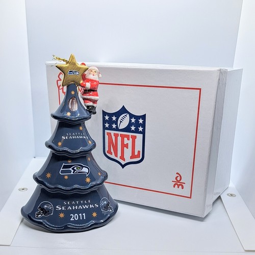 Danbury Mint 2011 Seattle Seahawks NFL Christmas Ornament Santa On Tree ...