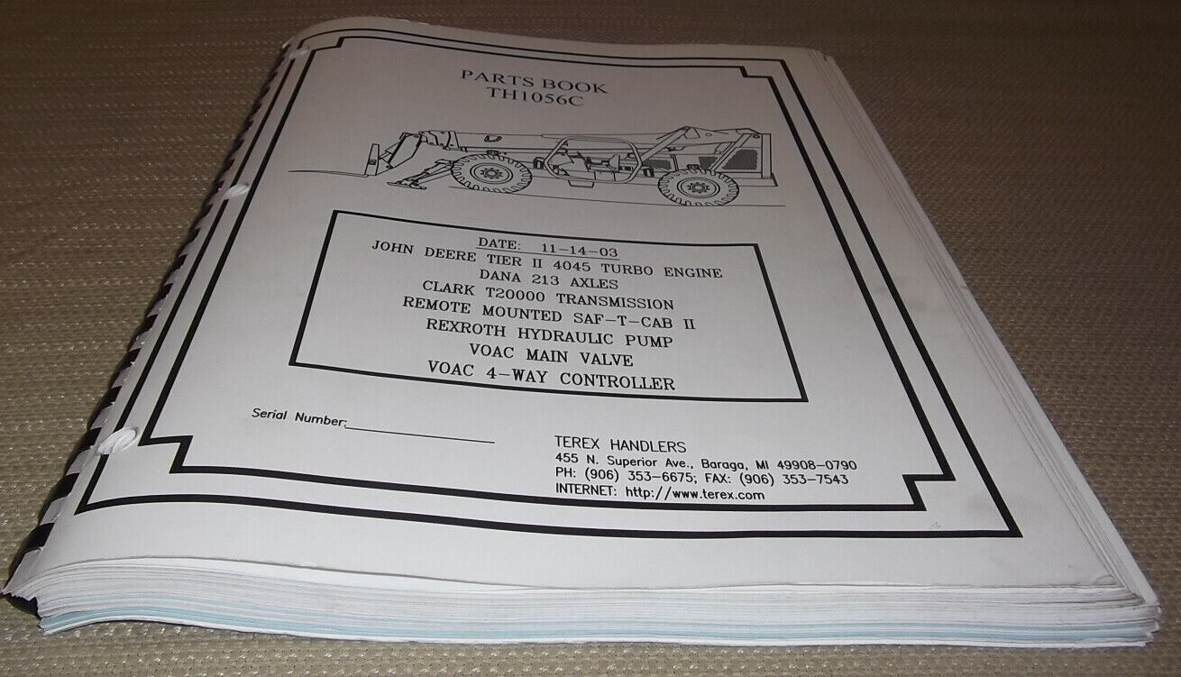 TEREX HANDLER TH1056C TELEHANDLER FORKLIFT PARTS MANUAL BOOK CATALOG | eBay