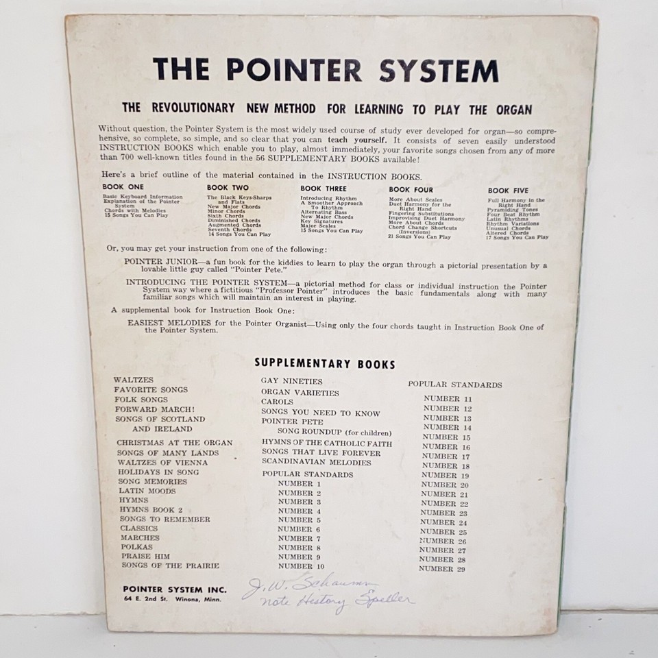 Vintage 1956 Pointer System For The Lowrey Organ Book 2 Sheet Music ...