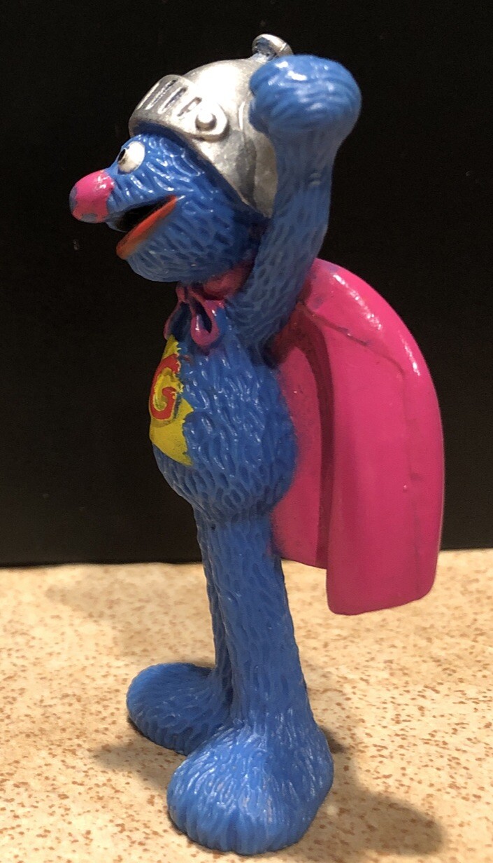 Vintage Sesame Street Super Grover 3" PVC Cake Topper Rare Figure Tyco ...