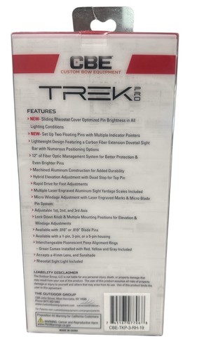 CBE Trek Pro 3 Pin Sight Kit - Black (CBETKP3RH19) for sale online | eBay