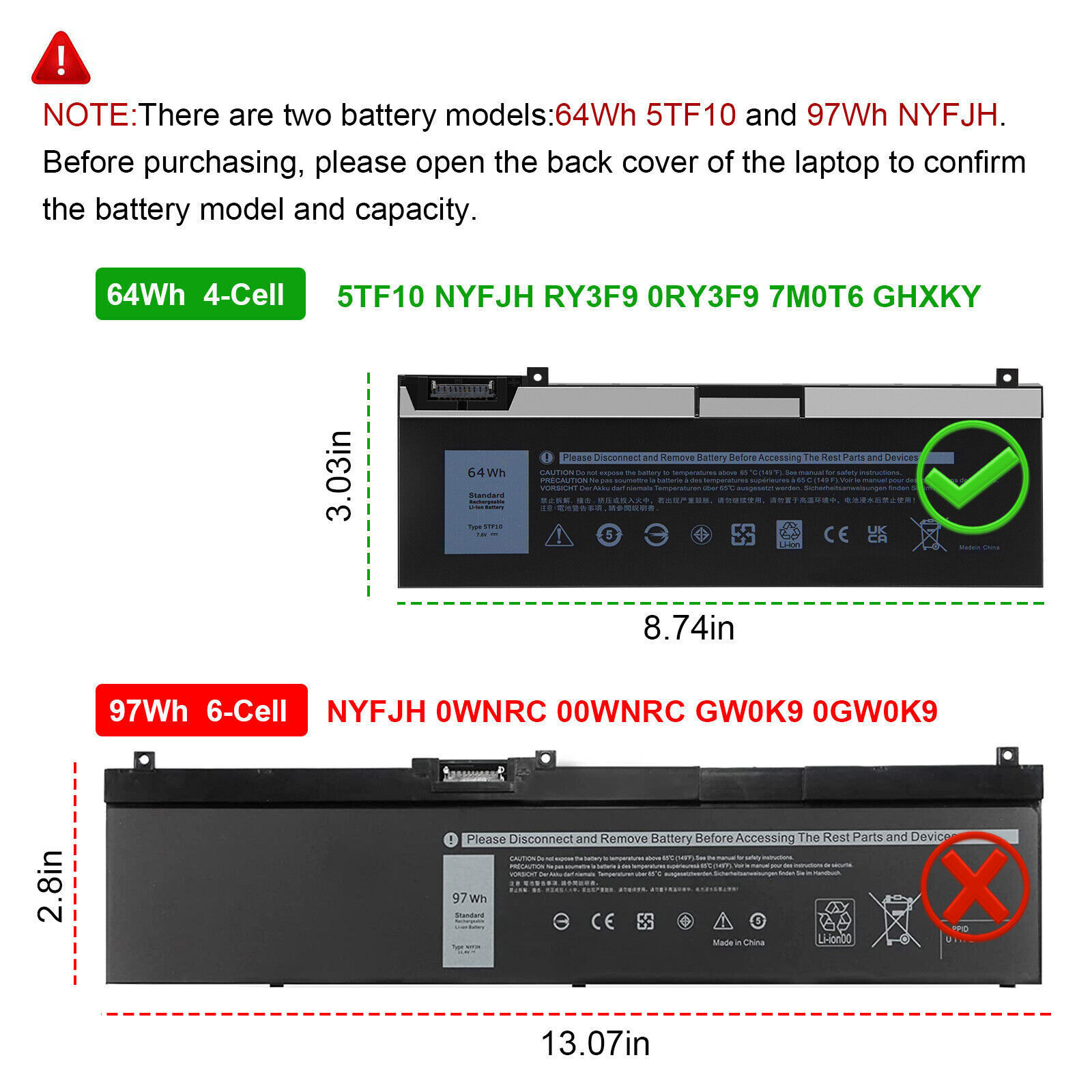5TF10 Battery For Dell Precision 7330 7540 7530 7730 7M0T6 0VRX0J P34E ...