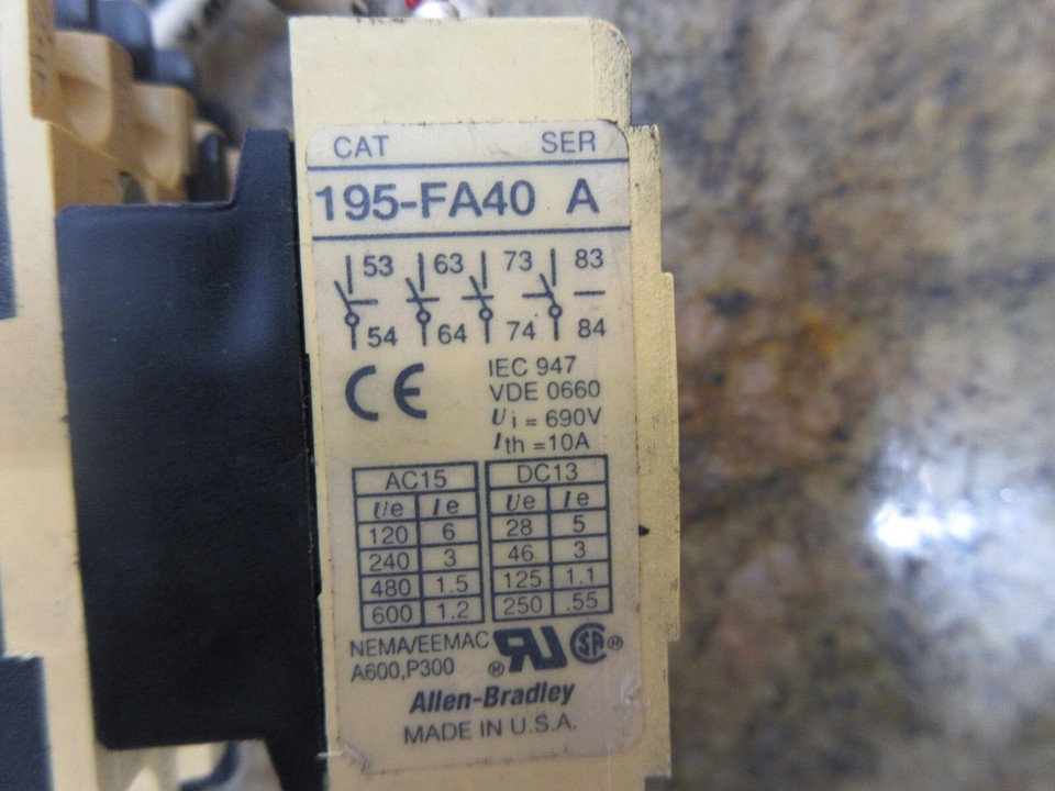 ALLEN BRADLEY CONTACTOR 195-FA40 SER A 700-F400A1 SER.B | eBay