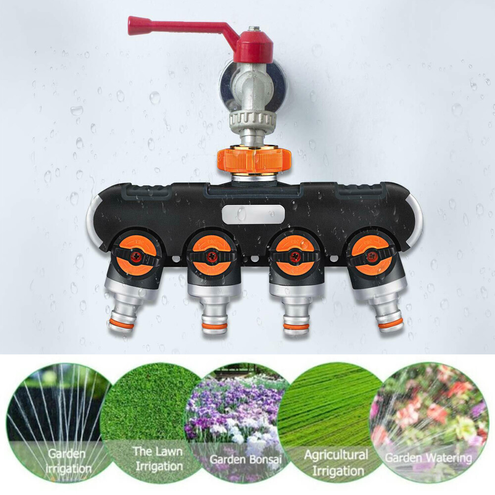 4 Wege Verteiler Wasserverteiler 3/4" Wasserhahn Gartenschlauch Splitter 4 Fach | eBay