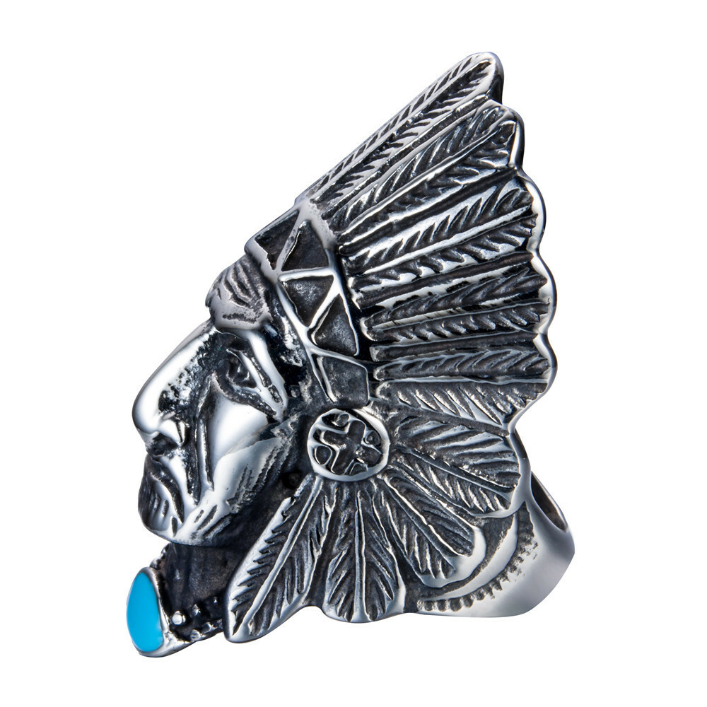 Men's Vintage Indian Aboriginal Chief Ring Stainless Steel Hiphop Cool ...