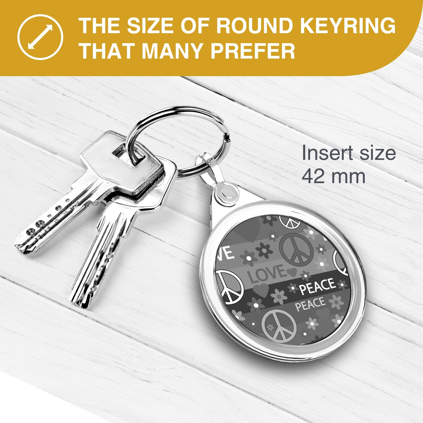 Keyring Circle - BW - Peace Love Hearts Rainbow Flag #40179 | eBay