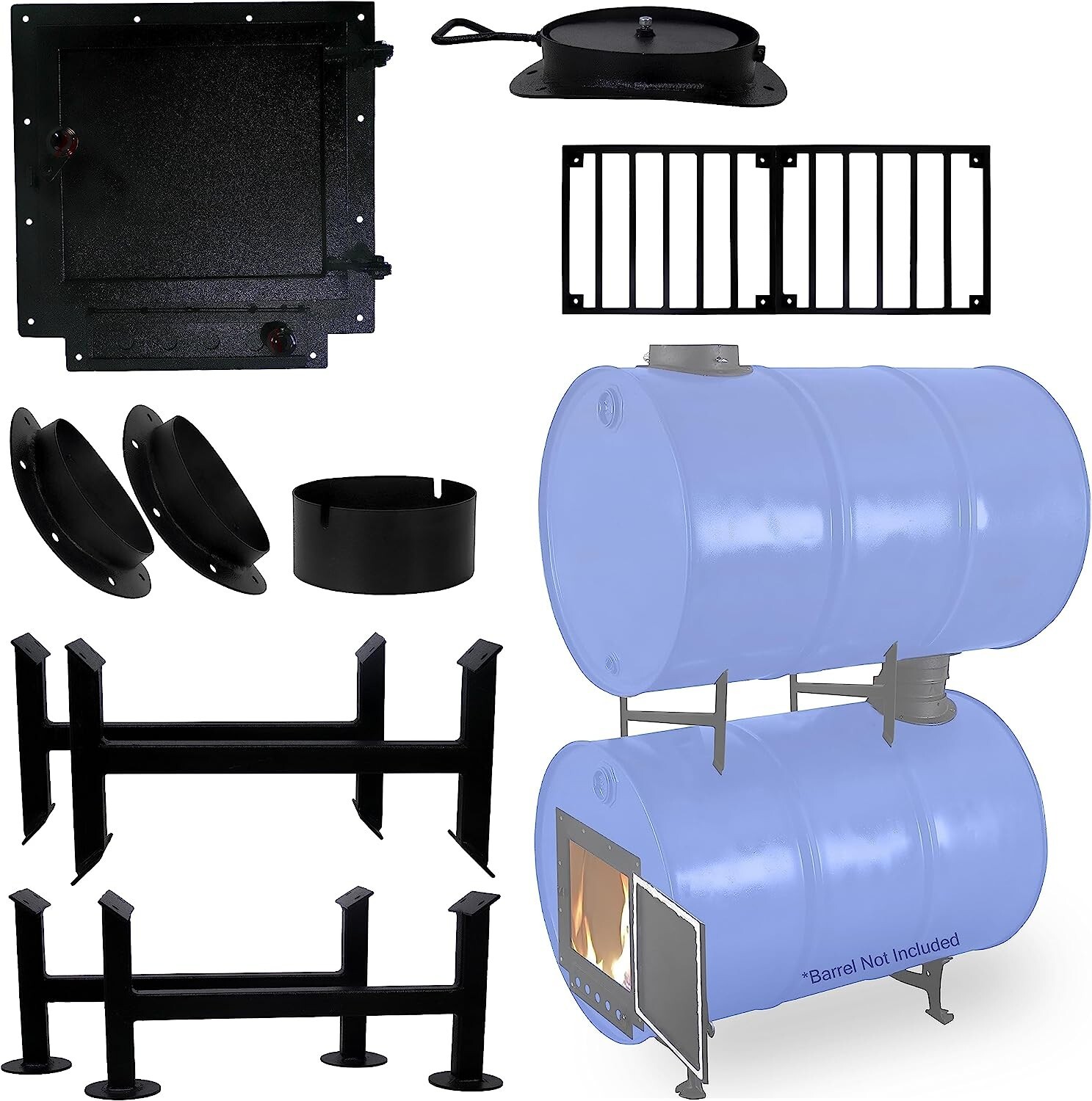 Barrel stove kit with adapter kit & burn barrel grate-Perfect for 55 ...