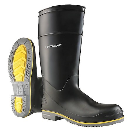 Dunlop 8990800 Men's Polyflex Rubber Boot, Steel Toe, 15" Height, Black ...