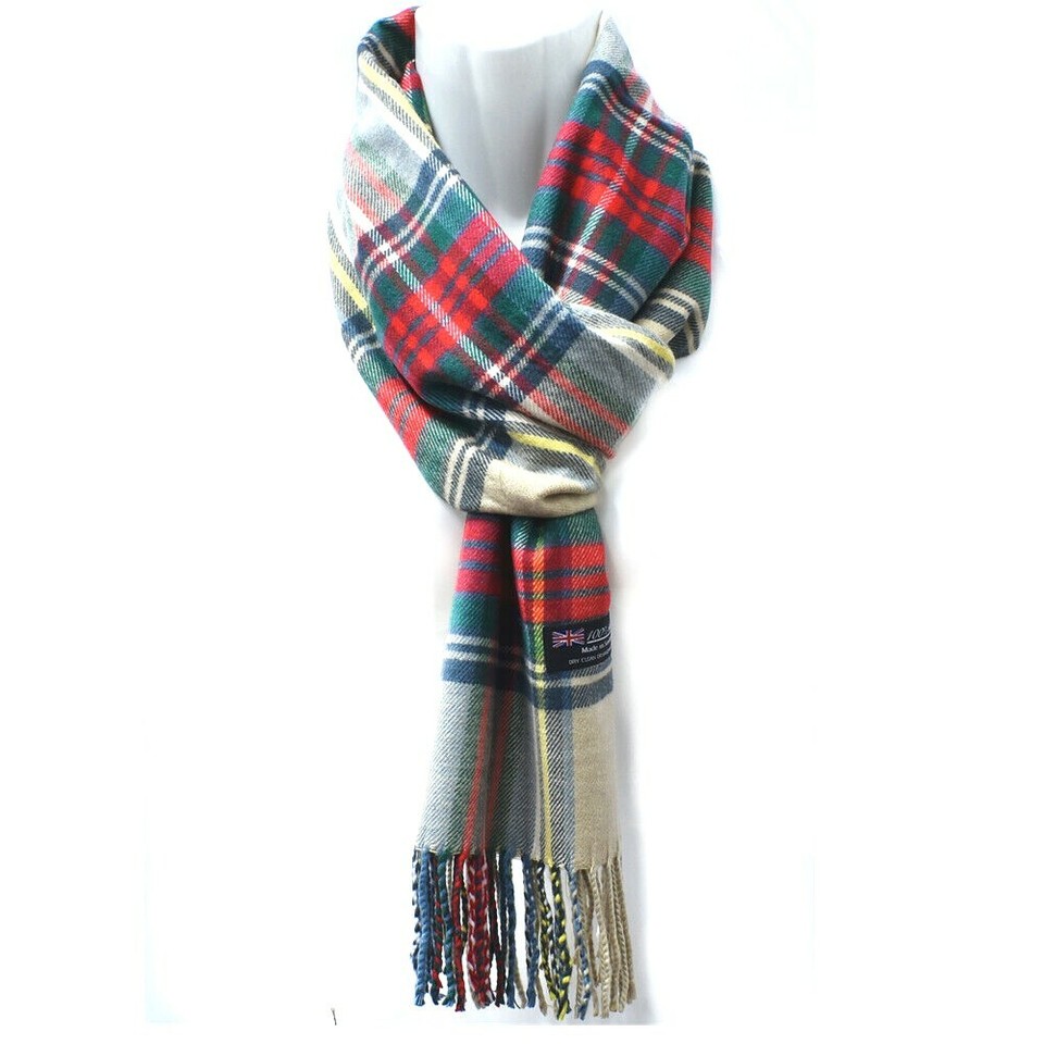 Winter Unisex 100% Cashmere Warm Checked Scarves Wool Scotland Made ...