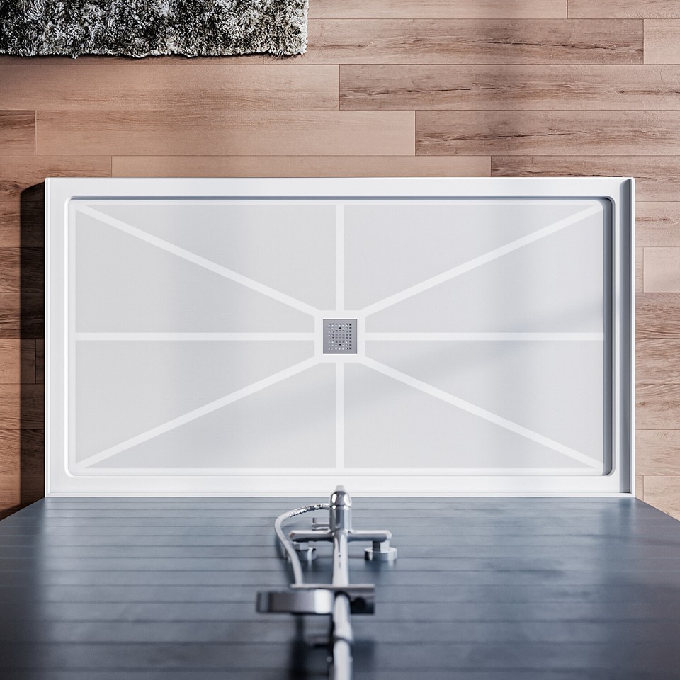 ELEGANT 60''L x 32''W x 4''H Shower Base Single Threshold with Shower ...