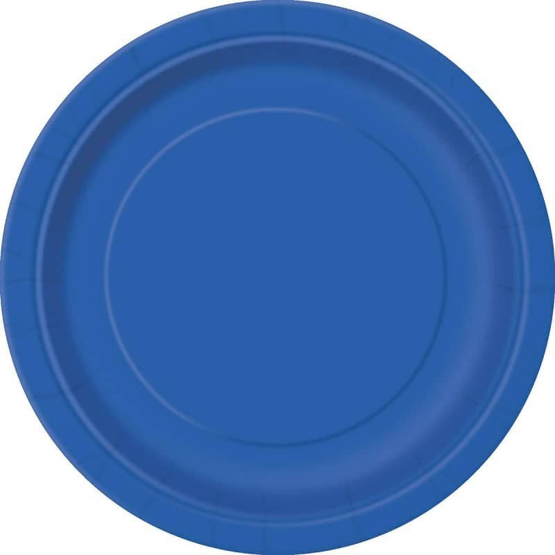 Royal Blue Small Round Paper Plates 18cm (7") 8pk Solid Colour Party ...