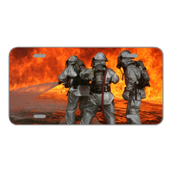 Custom Personalized License Plate With Three Firefighters Putting Out ...