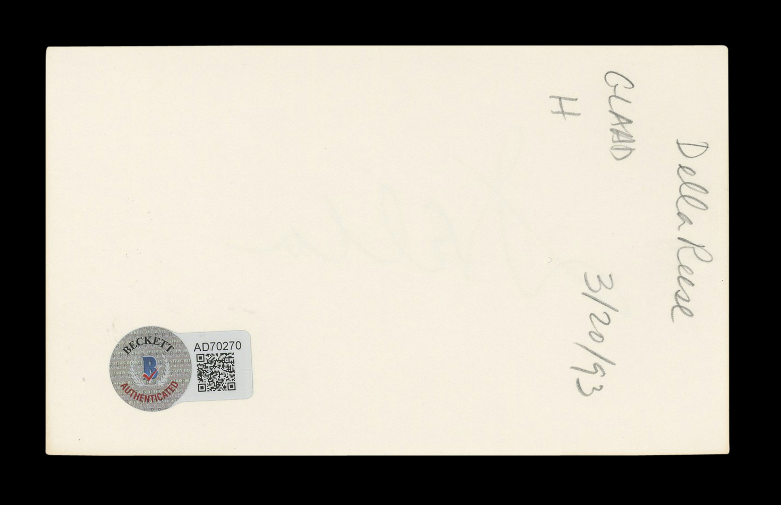 Della Reese Singer Authentic Signed 3x5 Index Card Autographed BAS # ...