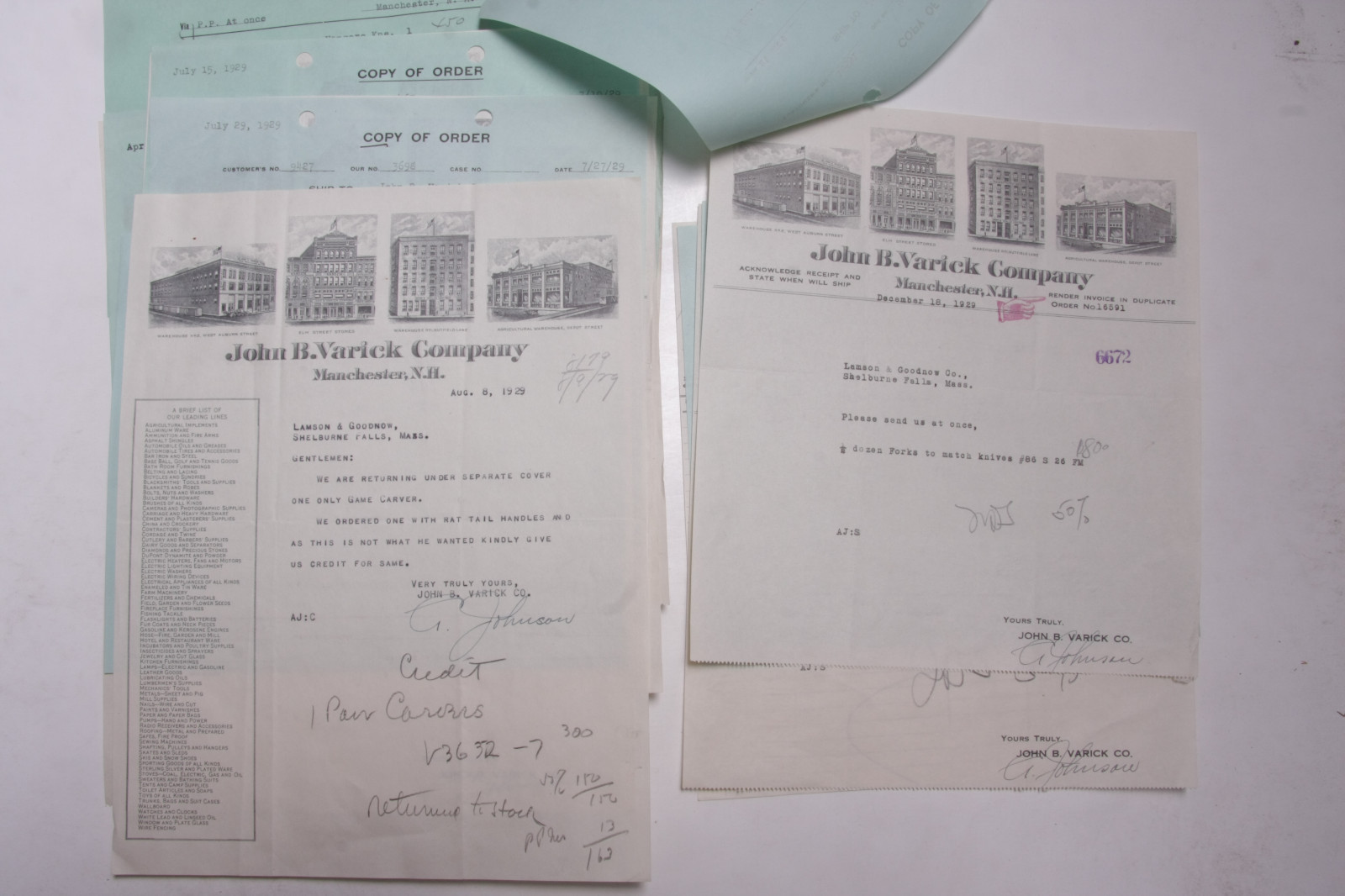 1929 Lamson Goodnow John B Varick Co Manchester NH Ephemera L720L | eBay