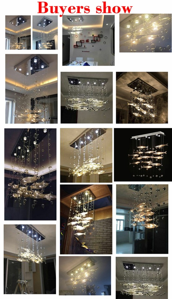 Creative LED crystal chandelier restauran tlights Flying Fish Bar ...