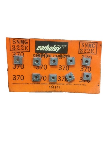 9 CARBOLOY SNMG-322 E CARBIDE Turning Inserts Grade 370 (C-5 For Steel ...