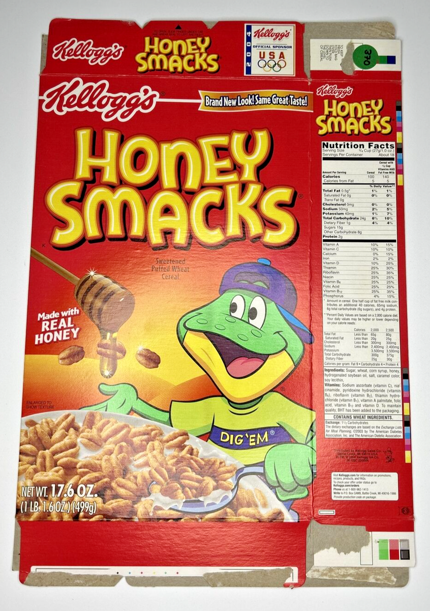 Rare Vintage 1986 Kellogg39s Honey Smacks Cereal Box Wally VINTAGE