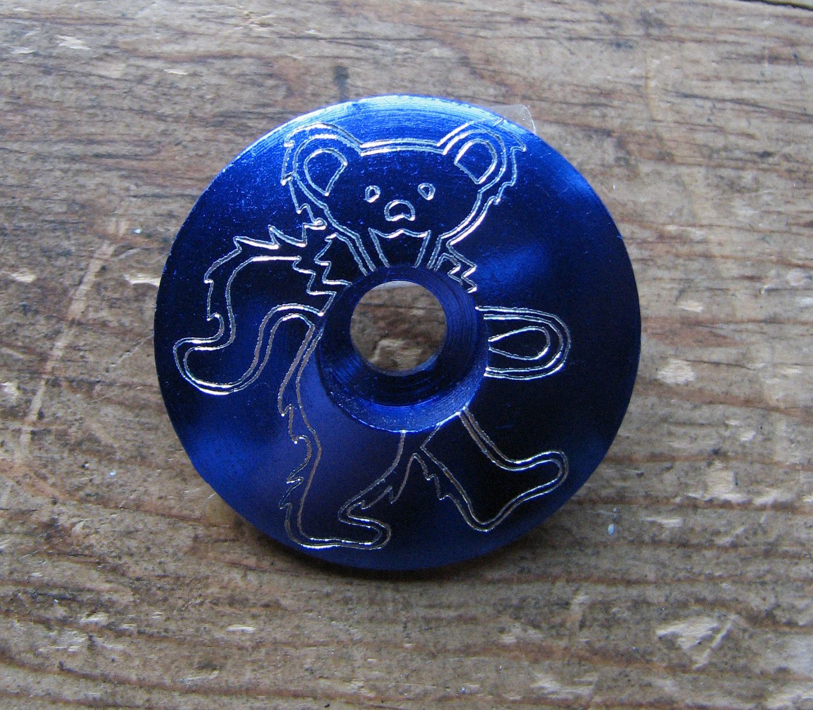 DANCING JERRY BEAR HEADSET STEM TOP CAP 1 1/8" ENGRAVED GRATEFUL DEAD ...