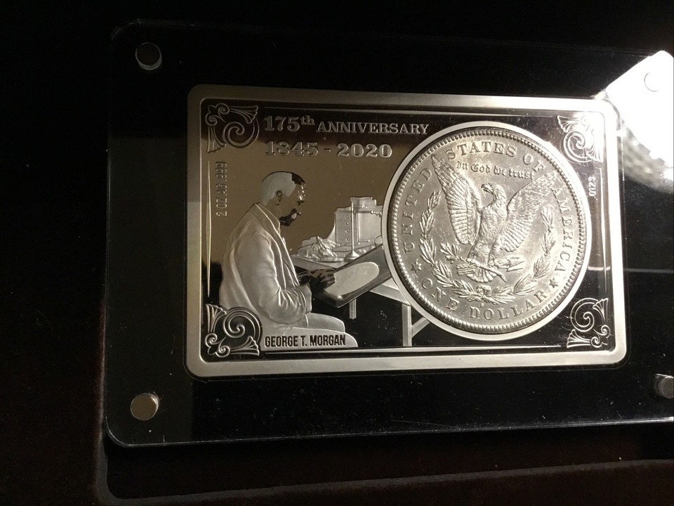 175th ANNIVERSARY MORGAN 2oz Silver Bar with Original 1878-S MORGAN ...