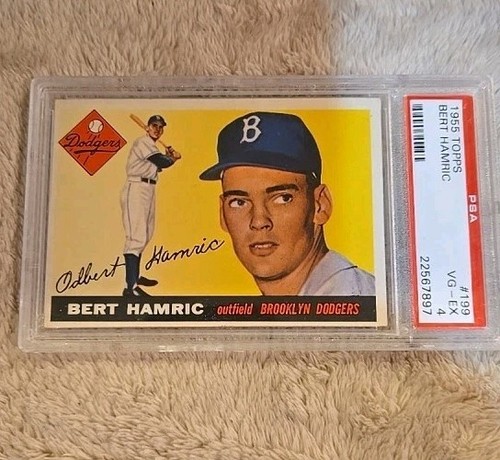 1955 TOPPS BASEBALL RC BERT HAMRIC #199 PSA 4 VG-EX BROOKLYN DODGER | eBay