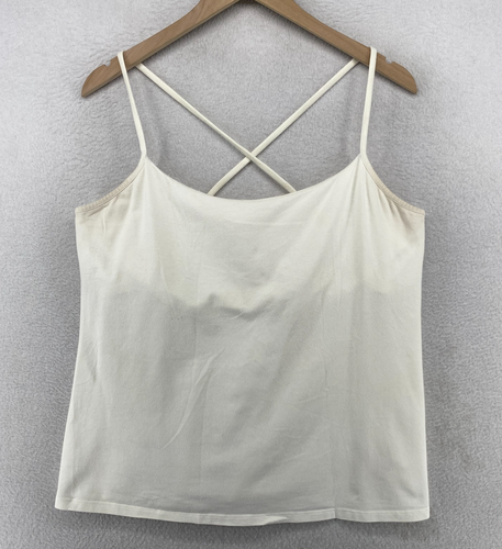 EILEEN FISHER Tank Top XL Organic Cotton Jersey Cross Back Shelf Bra ...