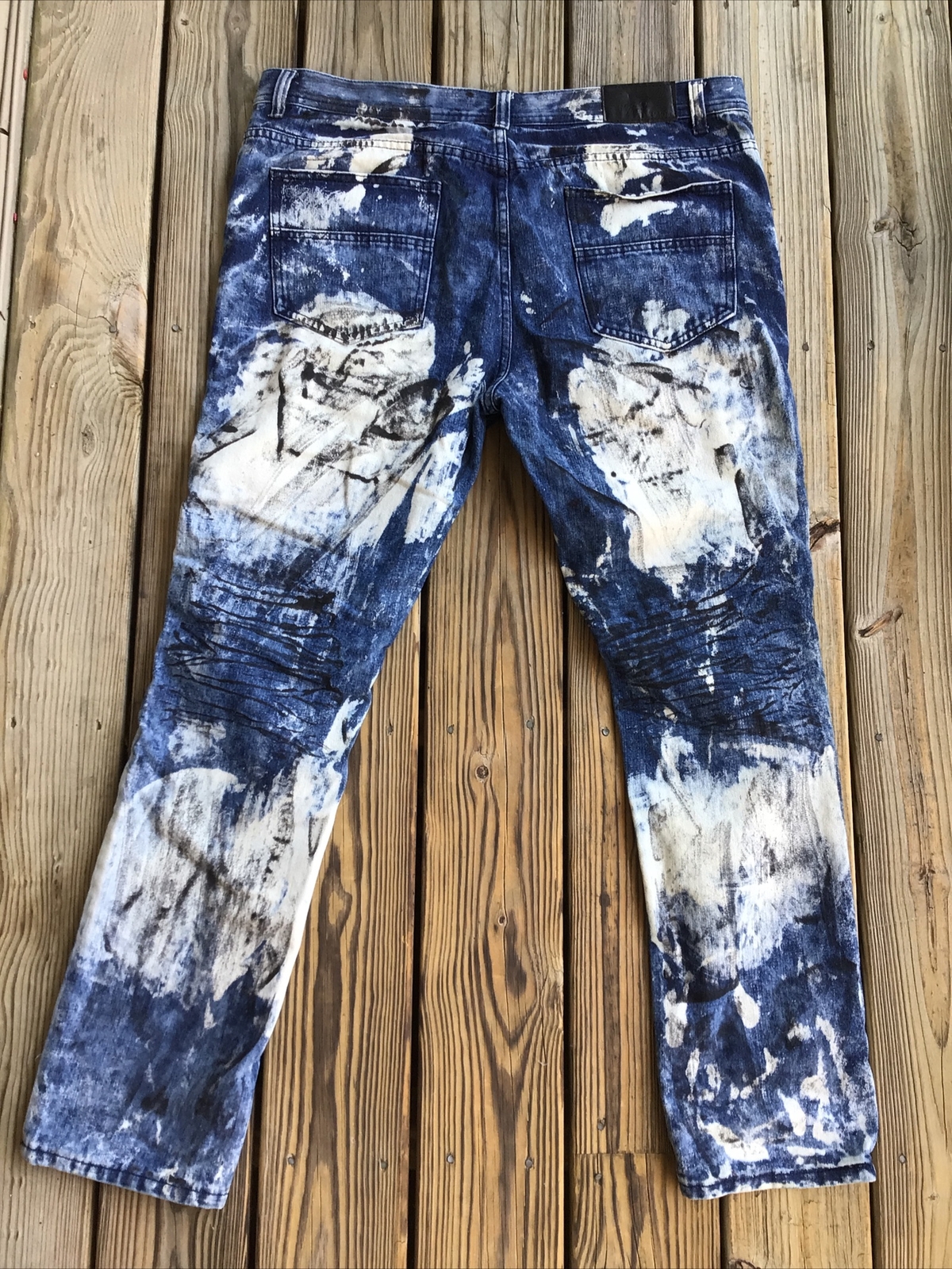 1738 Dynasty Mens 43x33 Distressed Bleach Paint Splat… - Gem
