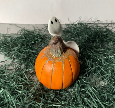 Pumpkin Ghost Handmade, Perfect for Halloween, Ghost on a pumpkin Large ...