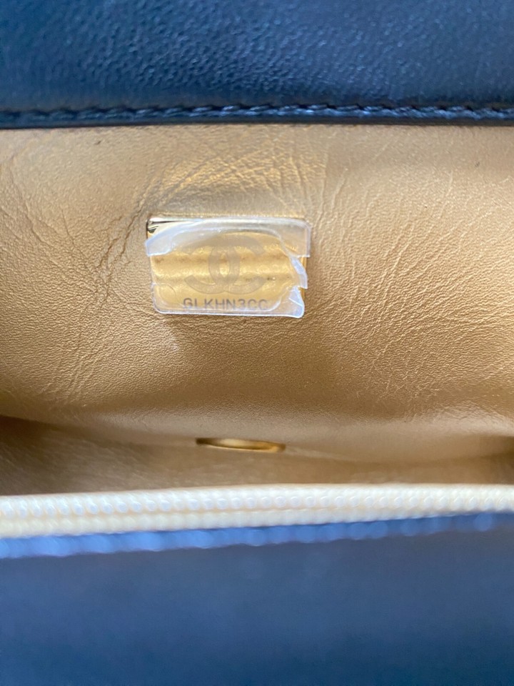 CHANEL Black Mini Square Pearl Crush Gold Ball Lambskin Flap Bag 22S ...