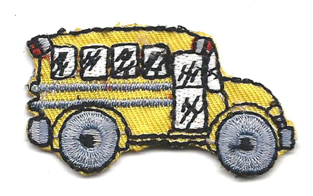 2X1" Yellow School Bus IRON ON SEW ON PATCH badge DIY backpack applique ...