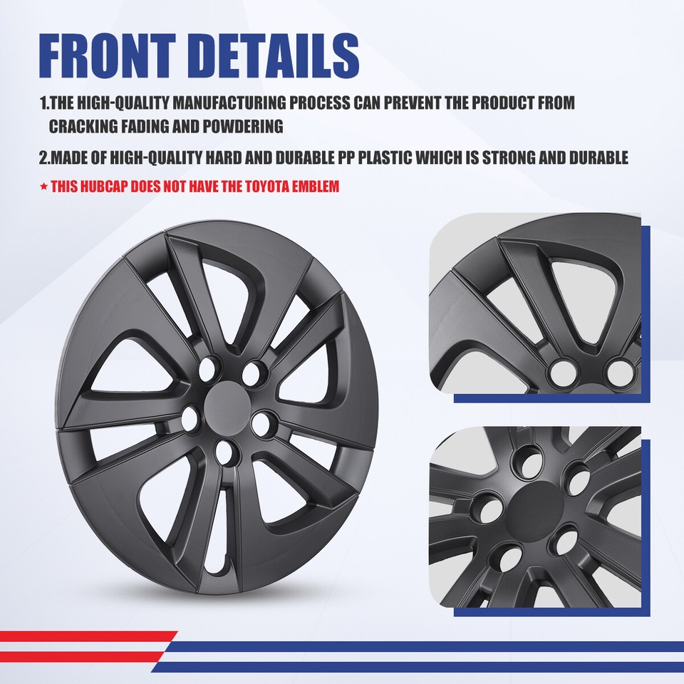 4pcs for Toyota Prius 2020-2024 Black Matte 15" Wheel Covers Hub Caps ...