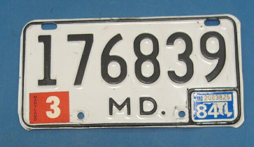 1984 Maryland Motorcycle license plate | eBay