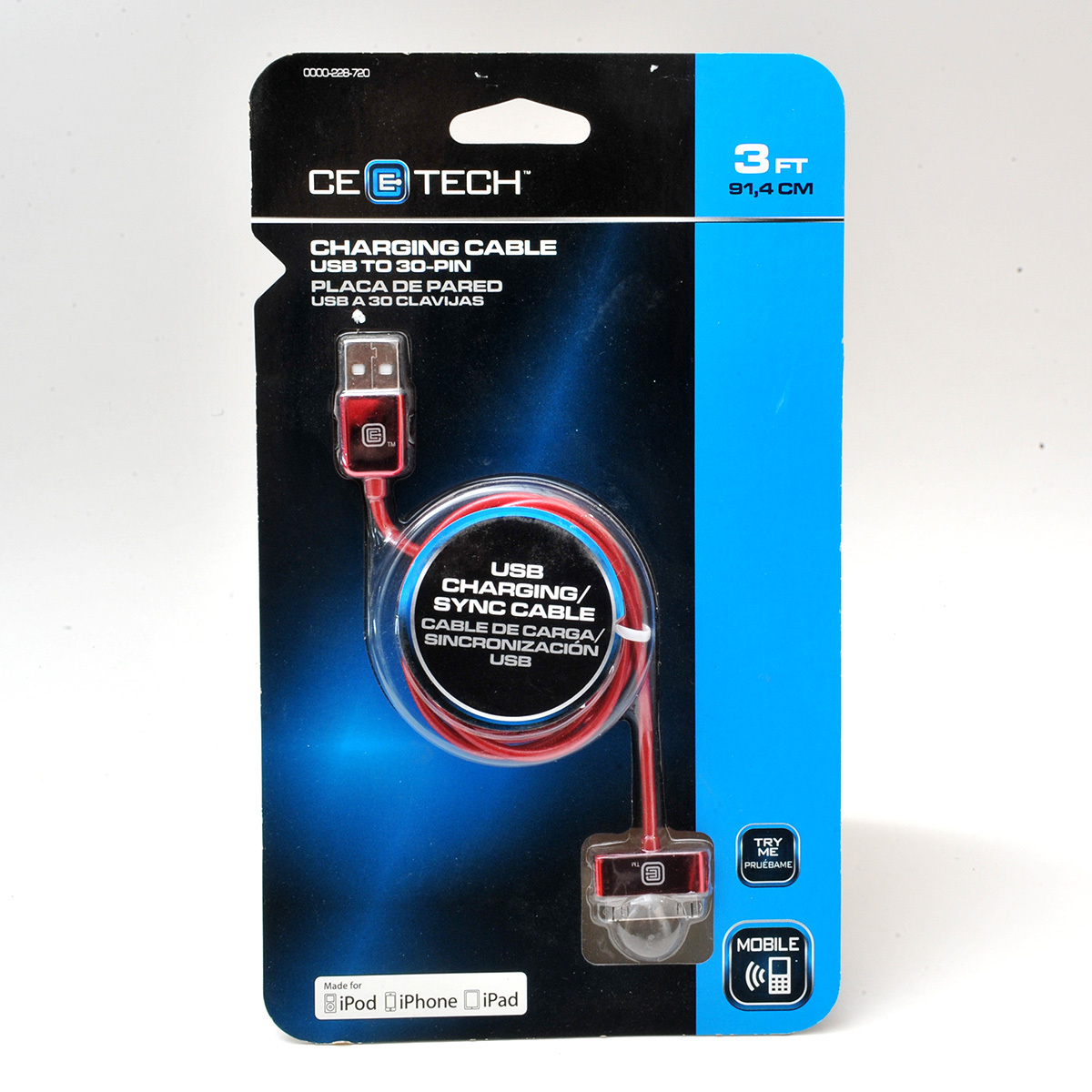 CE Tech USB to 30 Pin Charging and Sync Cable for iPOD, iPAD, iPhone ...