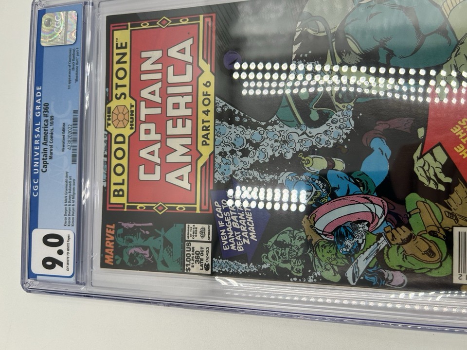 Captain America #360 CGC 9.0 NM 10/89 1st Full Appearance of Crossbones ...