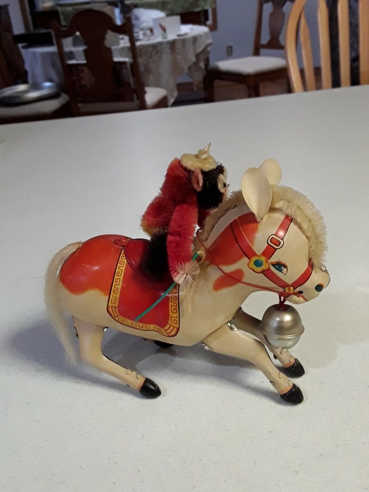 Old Vintage Tin Wind up Horse with Monkey Rider From China | eBay