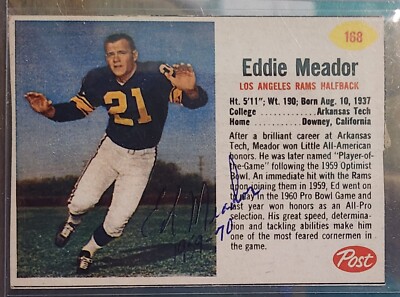 Eddie Meador 1962 Post Rookie Signed Auto Autograph Hall Of Fame ...