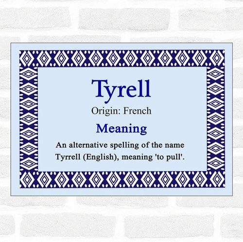 Tyrell Name Meaning Blue Certificate | eBay