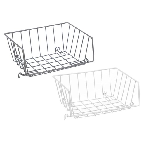 3x Box Sweden 29cm Wire Stackable Storage Basket Organiser Removable ...