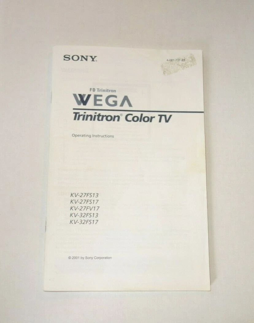 Sony Trinitron Wega Manual